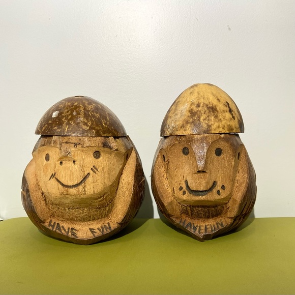 Source Unknown | Accents | Hand Carved Coconut Monkey Face Folk Art ...